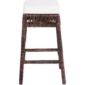 JONATHAN Y Bali Rattan Backless Counter Stool - Dark Brown (29.5" Bar Stool)